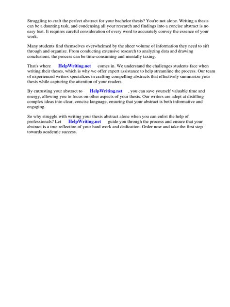 Bachelor Thesis Abstract Examples Pdf