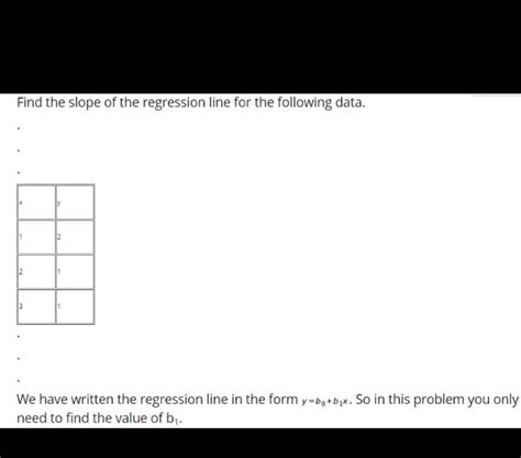 Solved Find The Slope Of The Regression Line For The Chegg Com