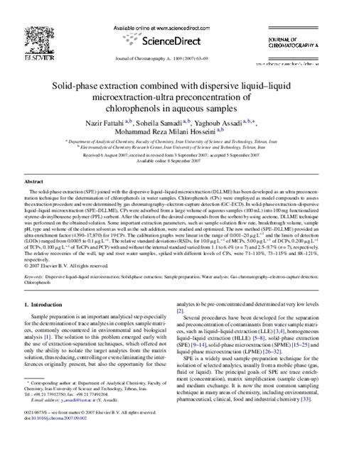 Pdf Solid Phase Extraction Combined With Dispersive Liquidliquid Microextraction Ultra