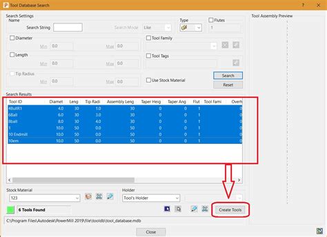 tools and tool holders from an older database do not show in a newer