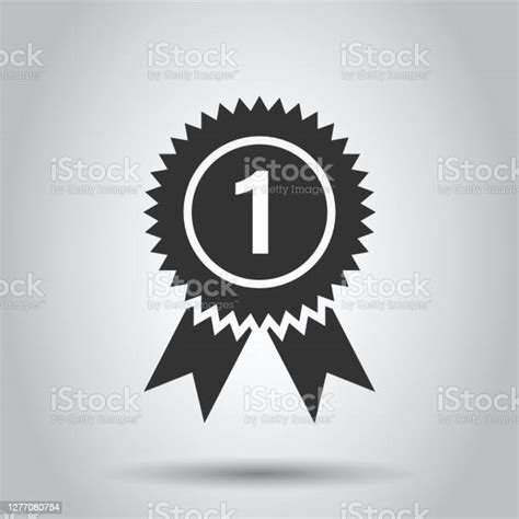 플랫 스타일의 우승자 아이콘 흰색 고립 된 배경에 로제트 상 벡터 그림 메달 비즈니스 개념 1에 대한 스톡 벡터 아트 및 기타