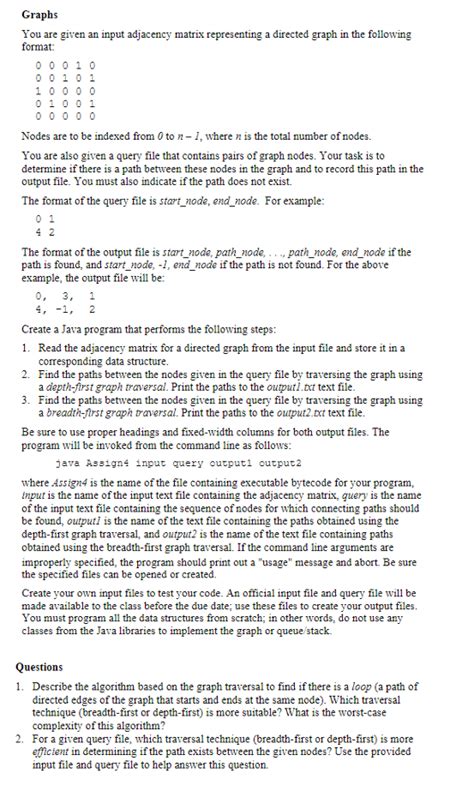 Solved Graphs You Are Given An Input Adjacency Matrix