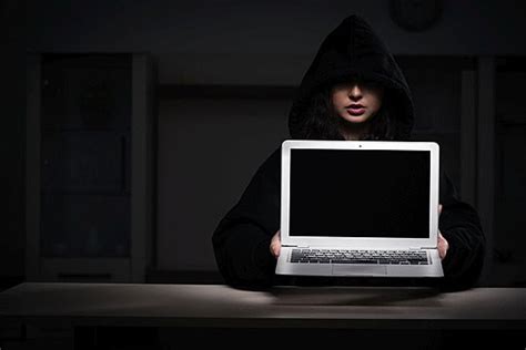 The Female Hacker Hacking Security Firewall Late In Office Female