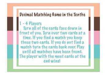 Decimal Illustration Matching Game By Amanda McDonald TpT