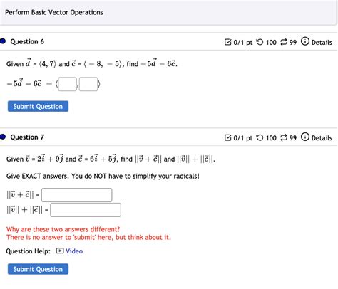 solved perform basic vector operations o question 6 50 1 pt