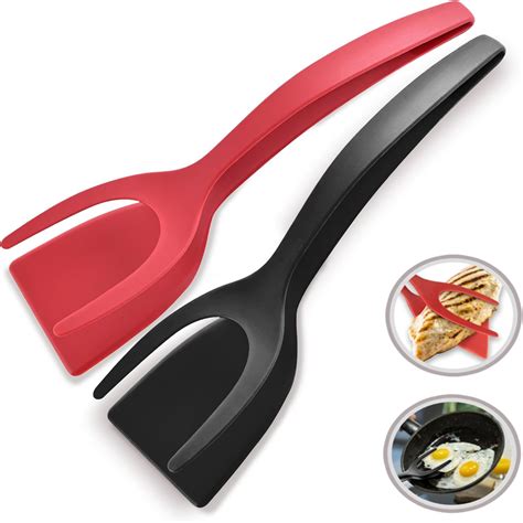 2 In 1 Flipper Spatula With Tongs Nylon Easy Grip Flip