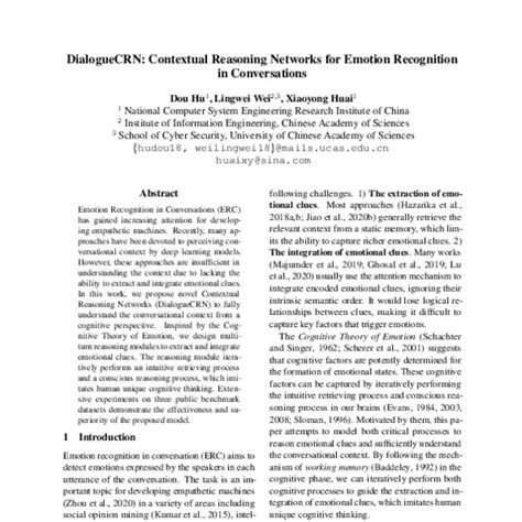 Dialoguecrn Contextual Reasoning Networks For Emotion Recognition In