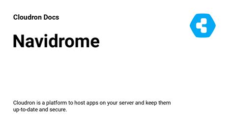 Navidrome Cloudron Docs