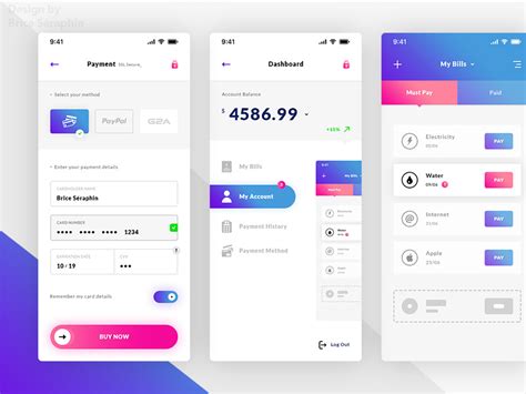 Freebie Psd Payment Method Dashboard Bills Ios App Ui Kitdiscover The Worlds Top Designers