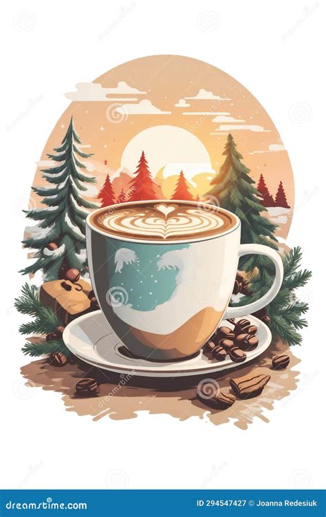 Large Hot Coffee With Whipped Cream On The Background Of A Winter