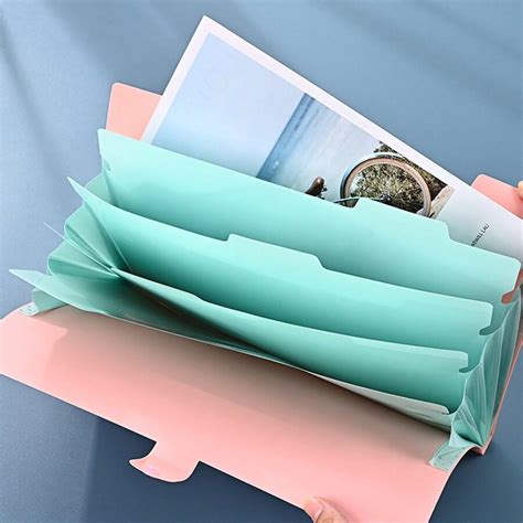 Random 1pc 5 Compartment A4 Folder Organizer Document Bag Accordion File Folder For Exam Papers