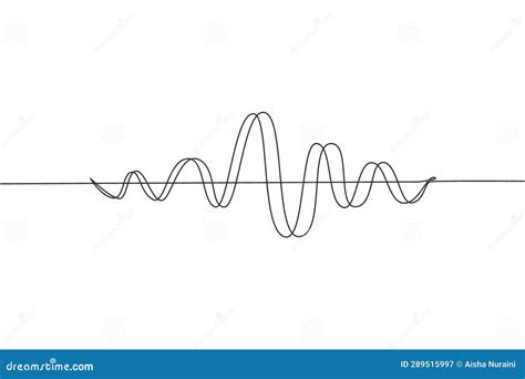 Single Continuous Line Drawing Black Sound Waves Music Audio Frequency Voice Line Waveform
