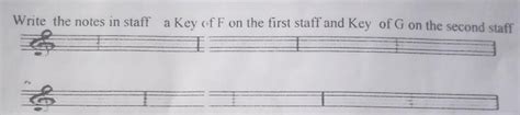 Write The Notes In Staff A Key Of F On The First Staff And Key Of G On