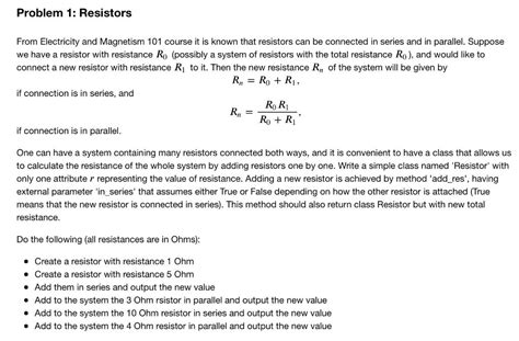 Solved Problem Resistors From Electricity And Magnetism Chegg Com