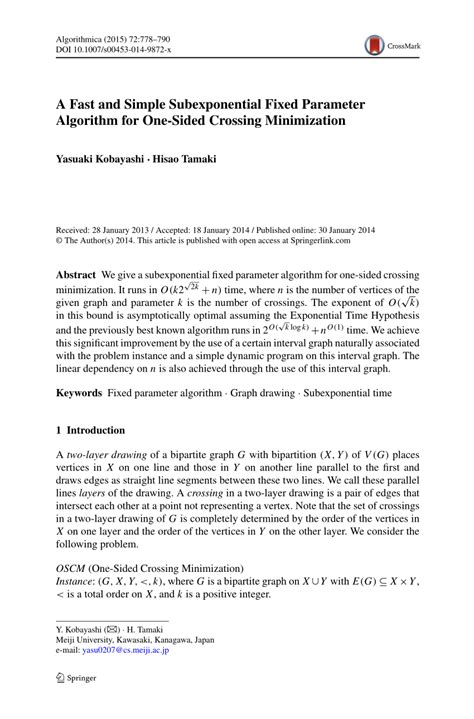 Pdf A Fast And Simple Subexponential Fixed Parameter Algorithm For
