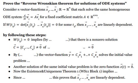 Solved E 1 N Prove The “reverse Wronskian Theorem For