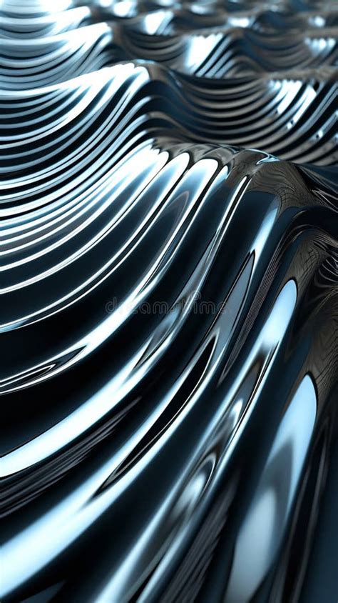 An Abstract Image Of Undulating Metallic Surfaces With Reflective Highlights Stock Illustration
