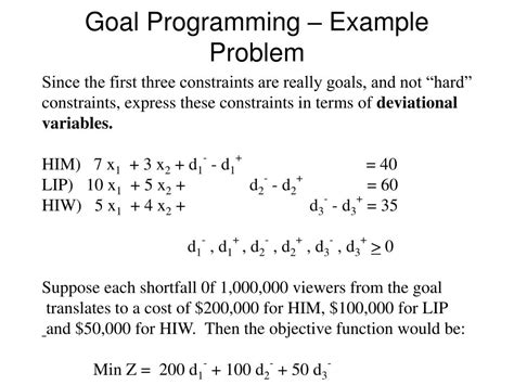 Ppt Goal Programming Powerpoint Presentation Free Download Id6104843