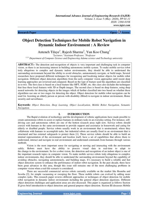 Pdf Object Detection Techniques For Mobile Robot Navigation In