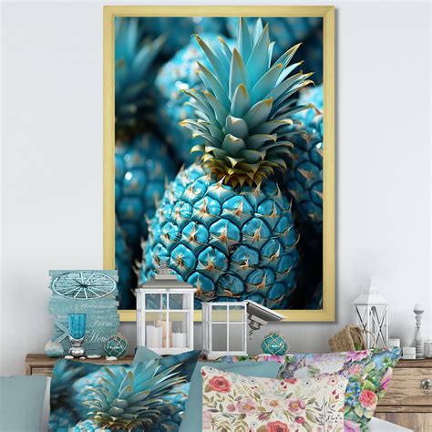 Design Art Blue Pineapples Photo I Pineapples Wall Art Wayfair