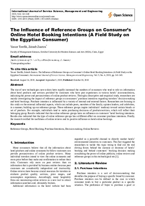 Pdf The Influence Of Reference Groups On Consumers Online Hotel