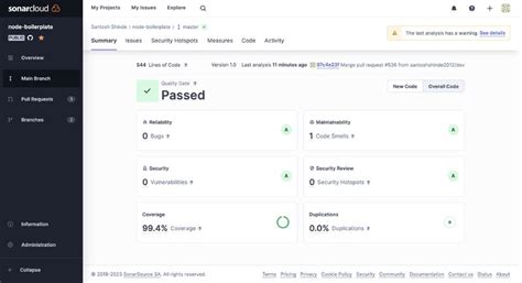 Nodejs Boilerplate Webdevelopment Opensource Sonarqube Github Githubactions Jest
