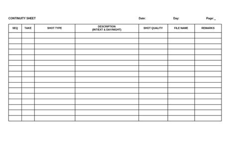 Script Continuity Template Pdf Script Continuity Template Pdf