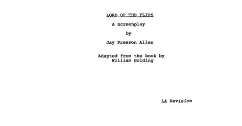 Lord Of The Flies 1983 Undated Pdf Script For The 1990 Version