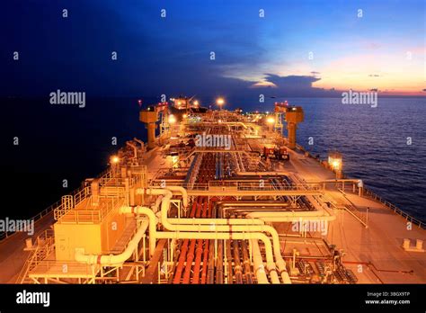 Offshore Oil And Gas Production Platform At Dusk Captured From The