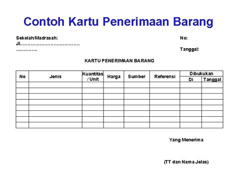 Detail Contoh Buku Penerimaan Barang Koleksi Nomer