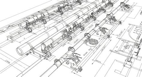 Pipeline System Blueprint Detailed Stock Illustrations 82 Pipeline