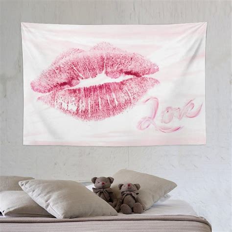 Smacget Pink Lips Tapestry For Teen Girl Women Bedroom Small Sexy Kissing Lover