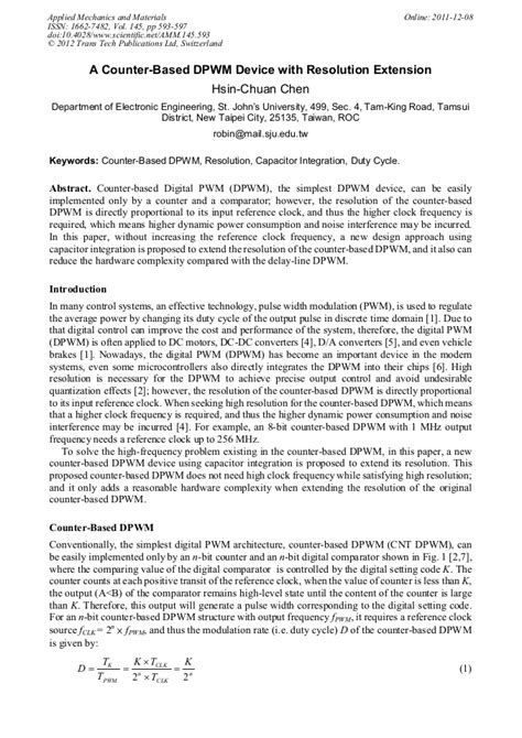 A Counter Based Dpwm Device With Resolution Extension Scientificnet