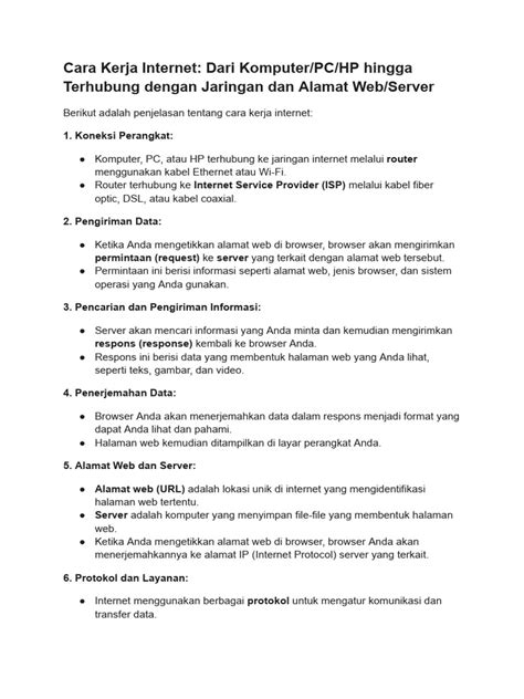 Cara Kerja Internet Dari Komputer Pc Hp Hingga Terhubung Dengan Jaringan Dan Alamat Web Server