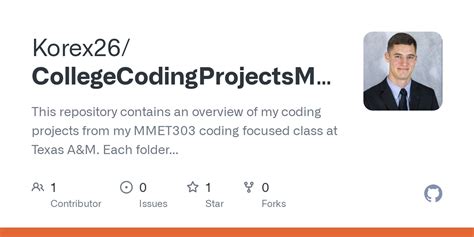 Github Korex Collegecodingprojectsmmet This Repository Contains An Overview Of My Coding