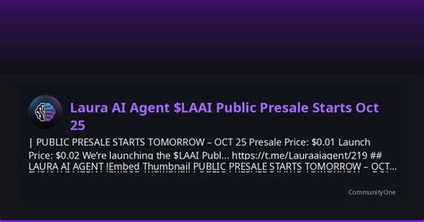 Laura Ai Agent Laai Public Presale Starts Oct 25 Laura Ai Agent