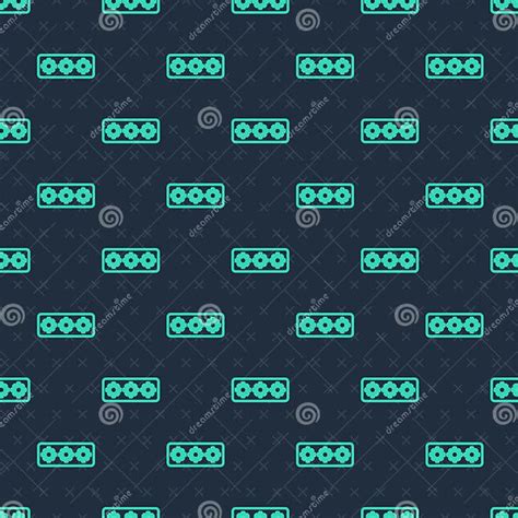 Green Line Password Protection And Safety Access Icon Isolated Seamless Pattern On Blue