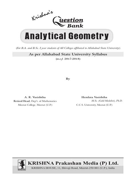 Krishnas Question Bank Analytical Geometry Pdf Trigonometric