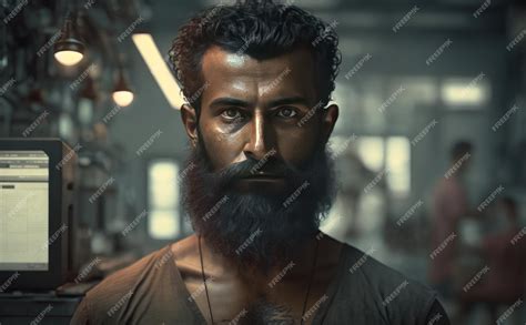 Premium Photo An Indian Man Computer Engineer Programmer Sits At A