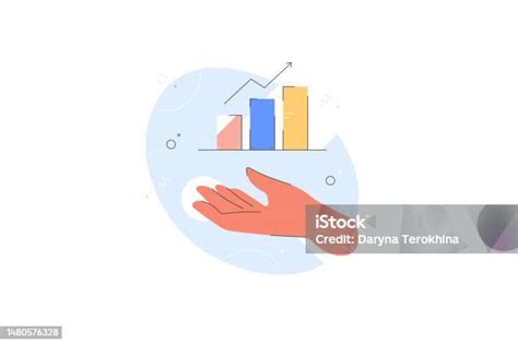 그래프 선을 잡고 있습니다 손바닥의 성장 차트 성장 지표 진행률 화살표가 위로 이동합니다 높은 화살표 사업 개념과 주제에 대한 스톡 벡터 아트 및 기타 이미지 Istock
