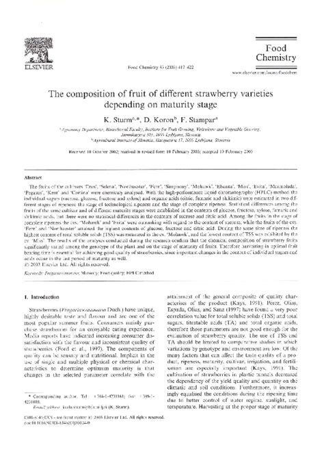 Pdf The Composition Of Fruit Of Different Strawberry Varieties