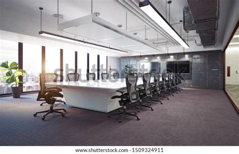 현대적인 로프트 오피스 인테리어 디자인 컨셉입니다3d 스톡 일러스트 1509324911