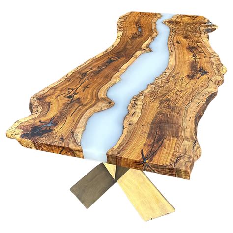 Live Edge Hackberry Wood Epoxy Resin River Dining Table For Sale At 1stdibs