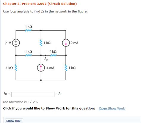 Solved Chapter 3 Problem 3092 Circuit Solution Use Loop
