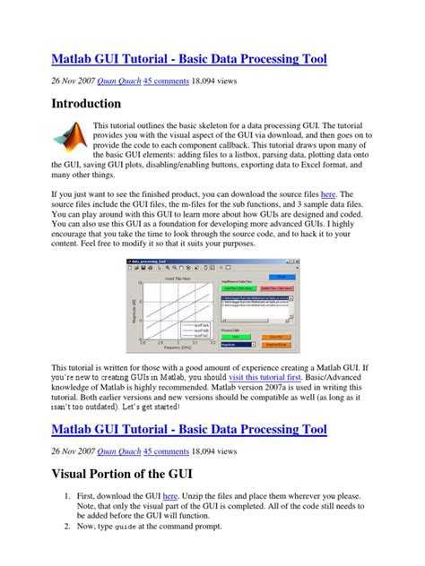 Matlab Gui Tutorial Basic Data Processing Tool Quan Quach Pdf