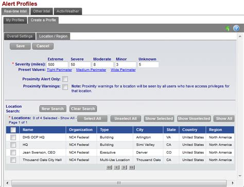 nc4 risk center location based alert profiles settings everbridge