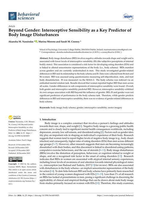 PDF Beyond Gender Interoceptive Sensibility As A Key Predictor Of Body Image Disturbances