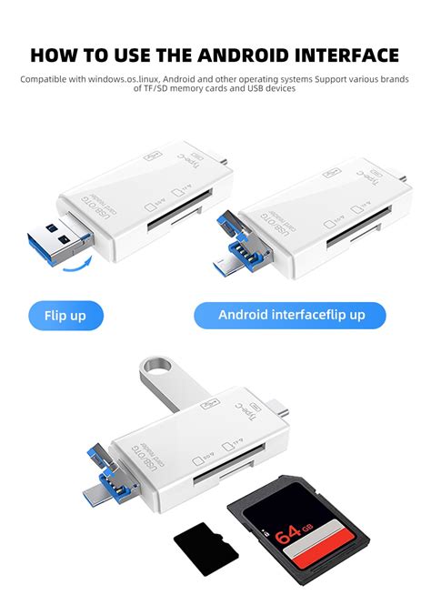 In Multifunction Usb Type C Usb Micro Usb Tf SD Memory Card Reader OTG Card Reader
