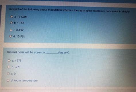 solved in which of the following digital modulation schemes