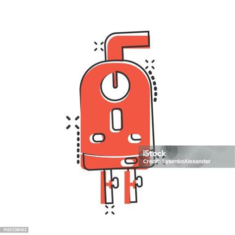 만화 스타일의 가스 보일러 아이콘 격리 된 배경에 히터 만화 벡터 그림 끓는 스플래시 효과 사인 비즈니스 컨셉 전기로에 대한 스톡 벡터 아트 및 기타 이미지 Istock